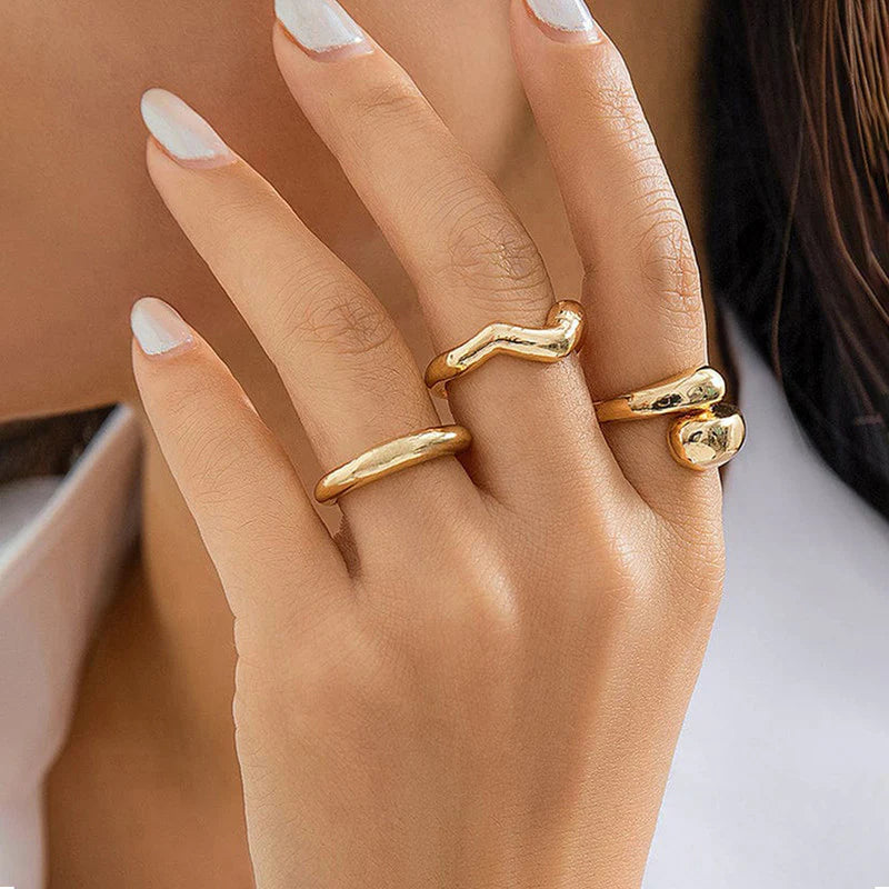 3-Piece Gold Stackable Ring Set – Anok